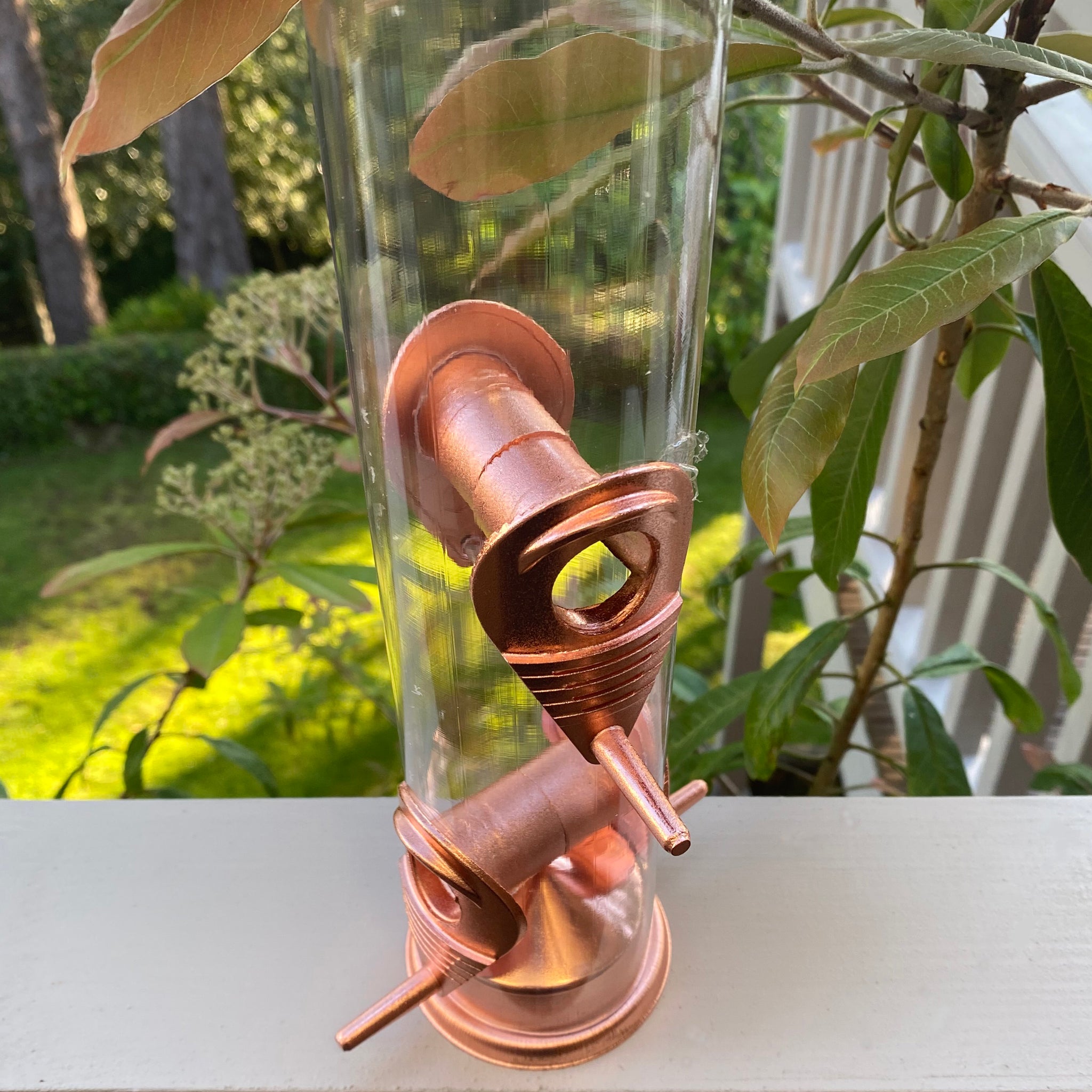 Copper Style Hanging Bird Seed Feeder with 4 Feeding Ports I Garden ...