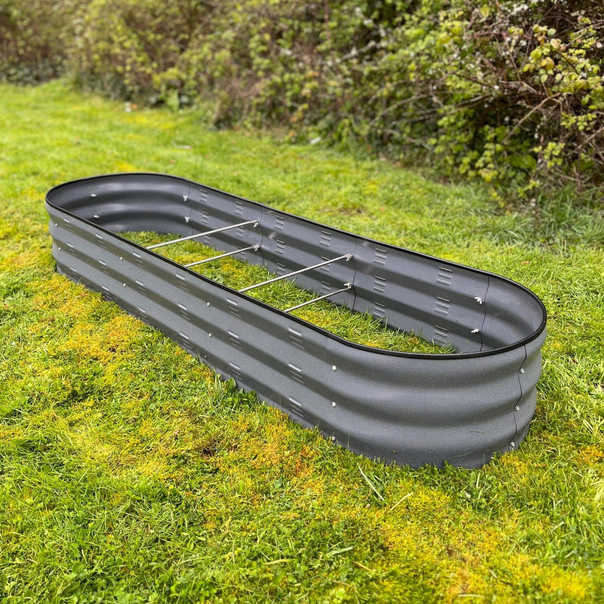 Large Metal Oval Raised Vegetable Bed in Dark Grey (170cm) - Pack of 2 ...